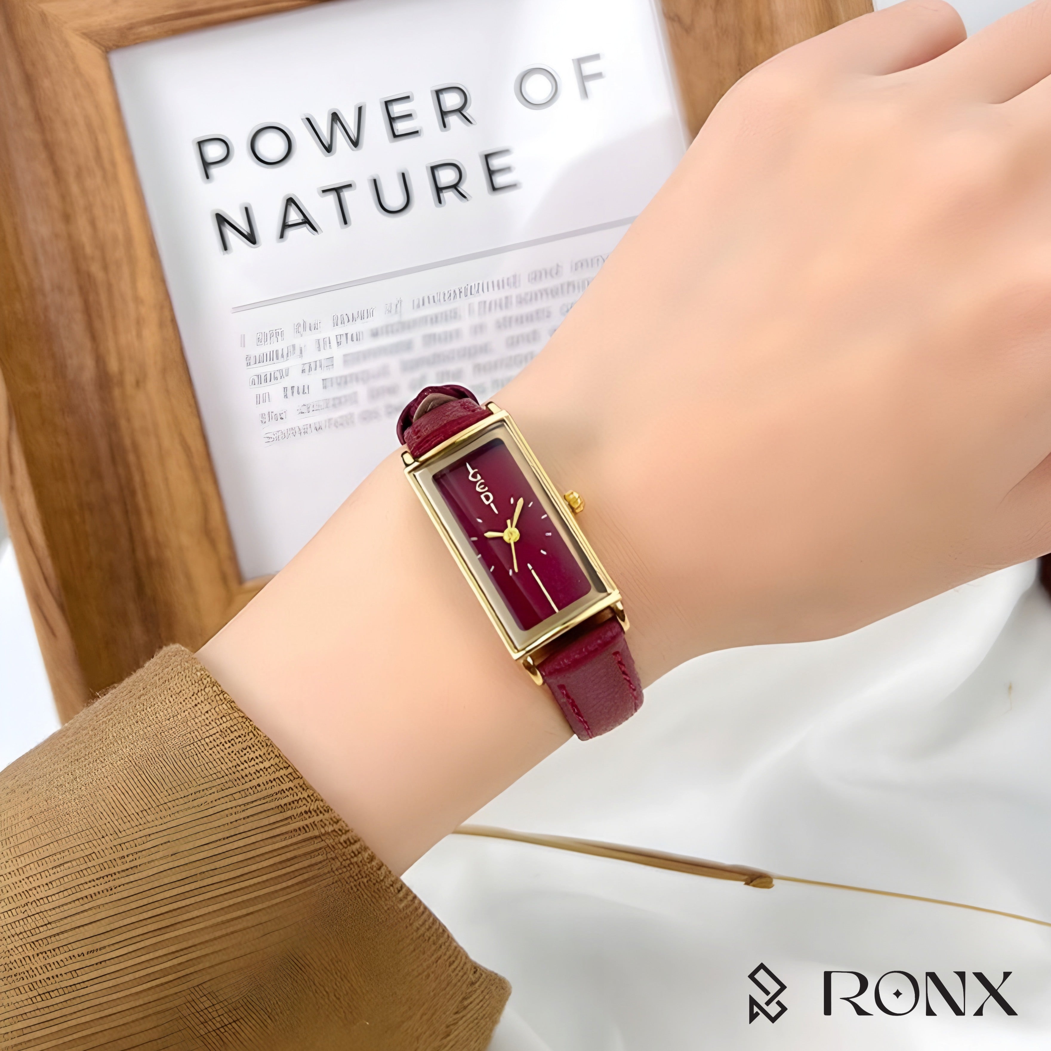 Minimalist Rectangular Maroon Watch – RonX